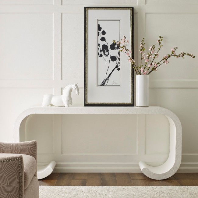 Trinity Scroll Leg White Console Table